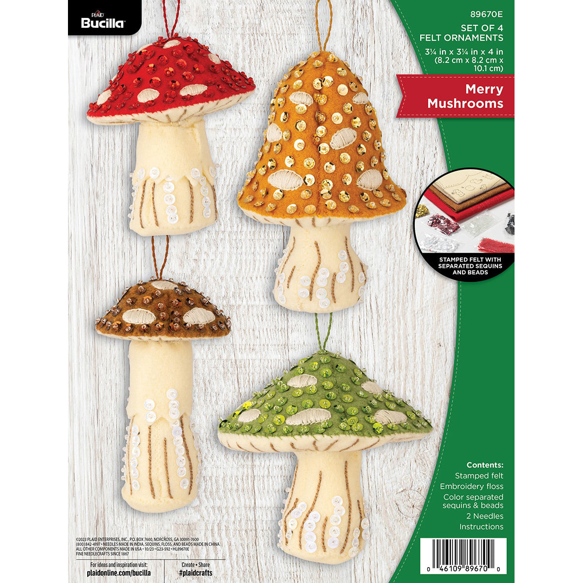 Merry Mushrooms, Bucilla Kit – Benzie Design