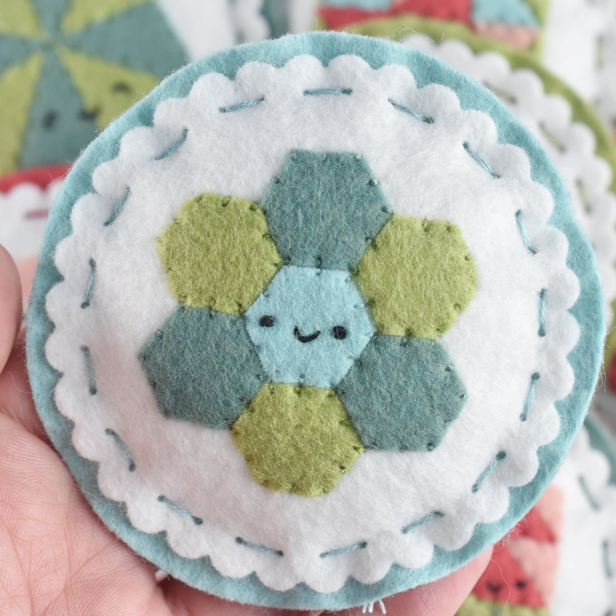 Cozy Quilt Block Felt Ornaments Pattern, Wild Olive – Benzie Design