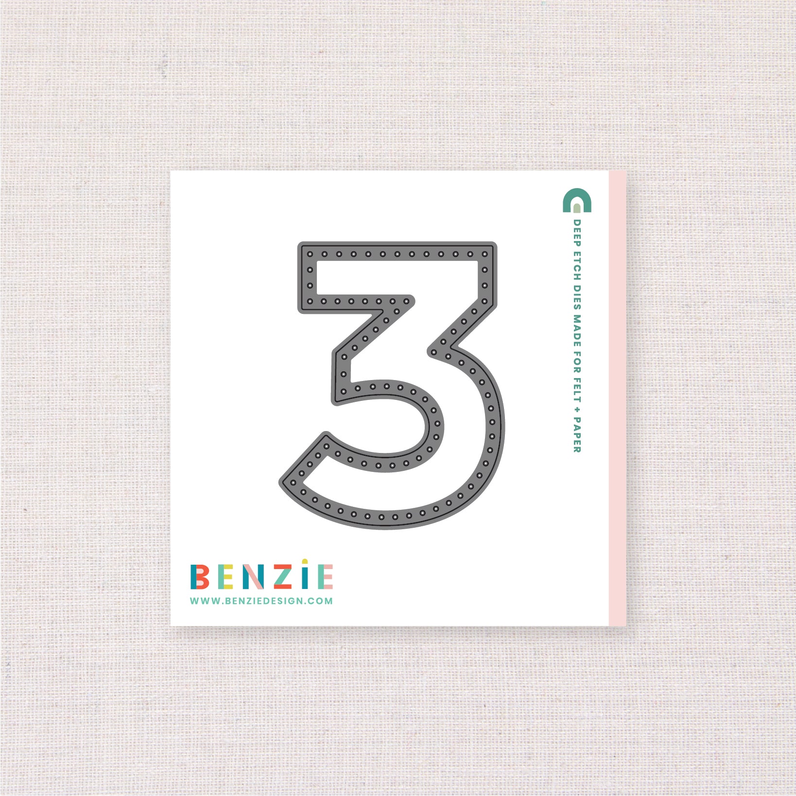 Stitchable Number 3, Deep Etch Die – Benzie Design