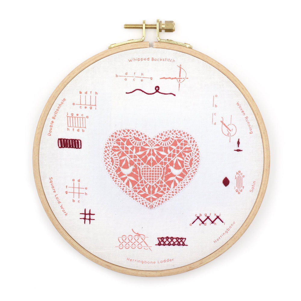 Lace Heart, Embroidery Stitch Sampler – Benzie Design
