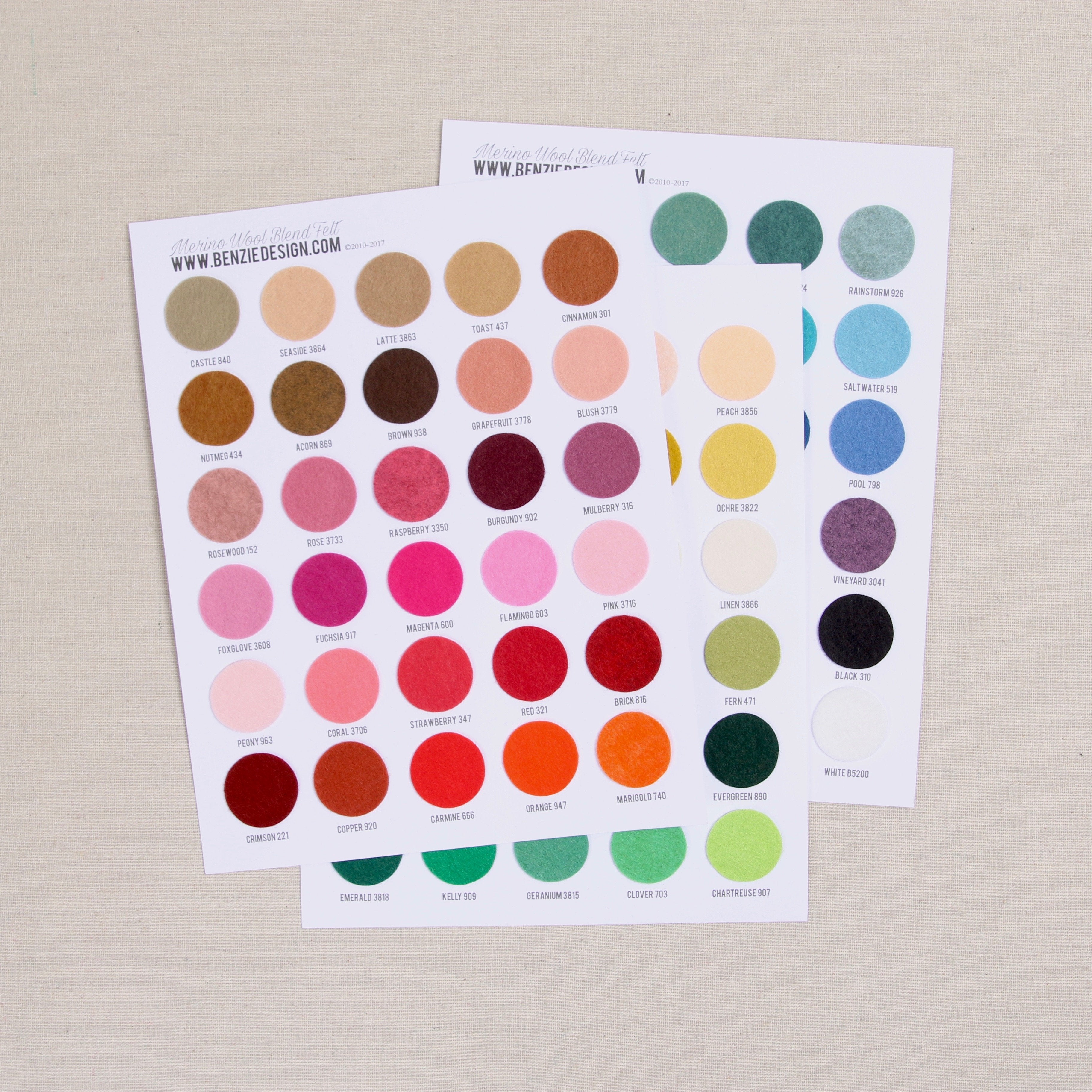 Wool Blend Felt Swatch Chart – Benzie Design