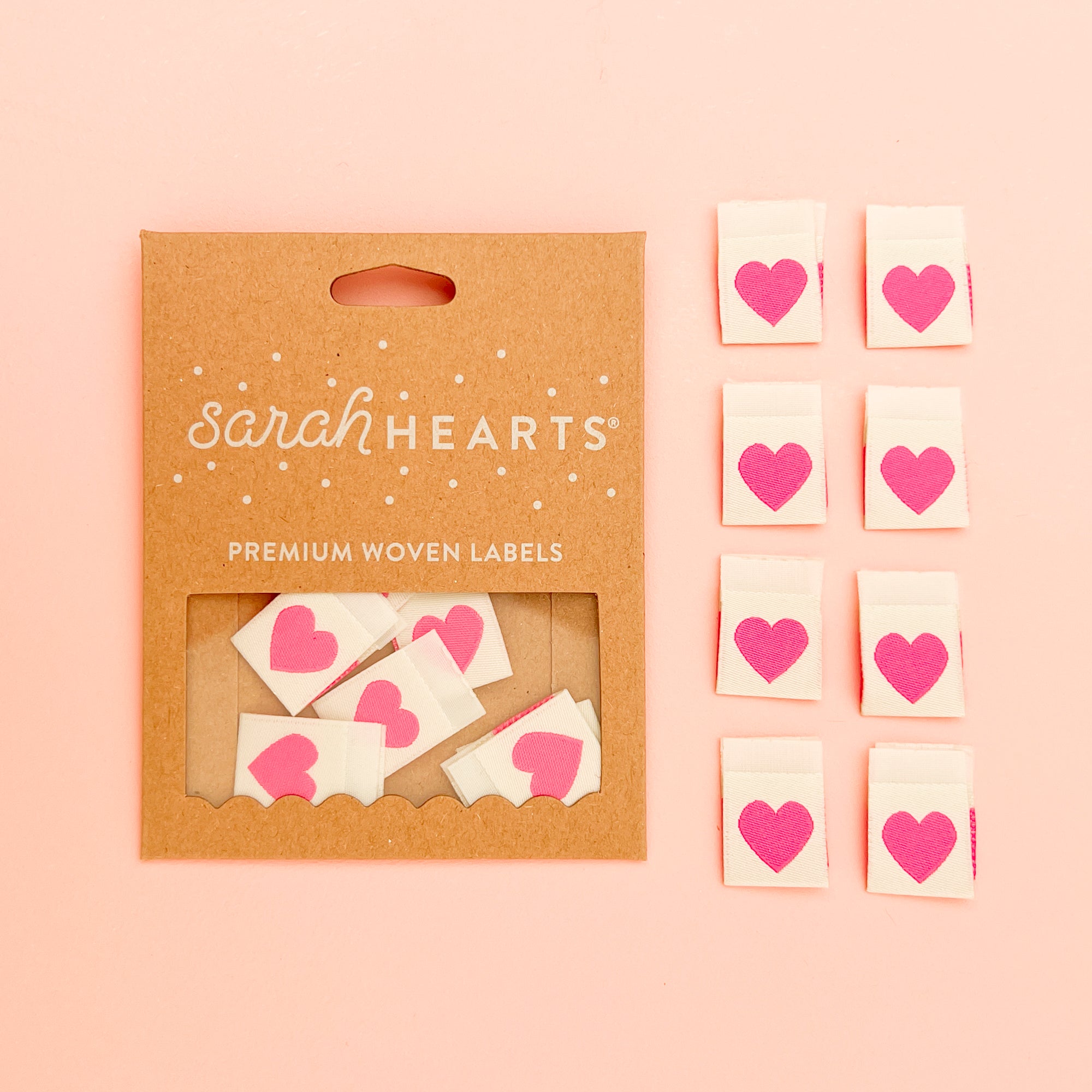 Pink Hearts, Woven Labels – Benzie Design